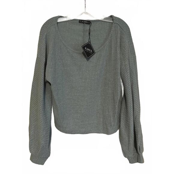 Zaful | Tops | Zaful Womens Long Sleeve Ribbed Knit Top Medium Green ...